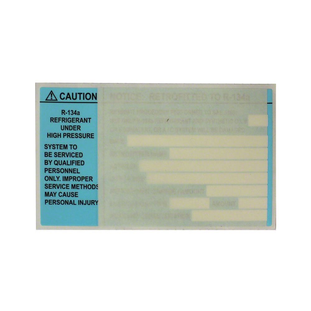 Original Air Ecklers 134a Conversion Information Decal; Retrofit Label ...