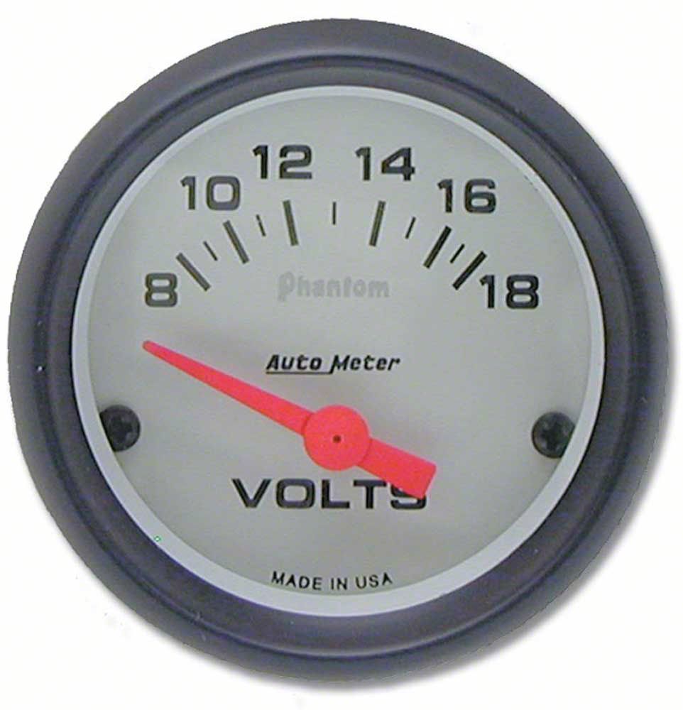 Auto Meter Ecklers Phantom Series 2-1/16-Inch Voltmeter Gauge; 8-18V 5791