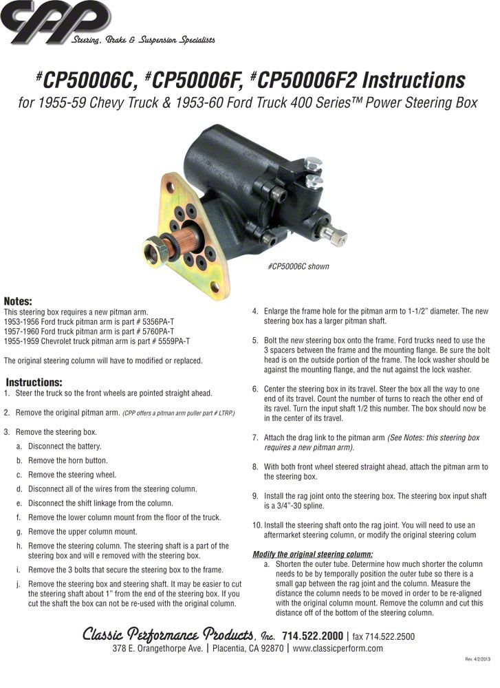 Ecklers Power Steering Box 400 55-59