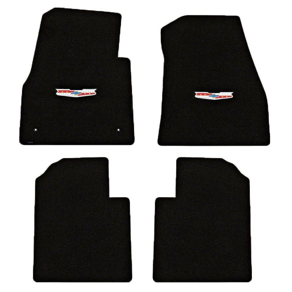 Ecklers Lloyds Black Fr/Rr Floor Mats Chevy Crest Logo (55-57 Chevy Bel ...