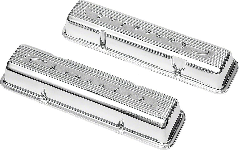 Ecklers Valve Cover with Polished Chevrolet Script; Polished (59-82 ...