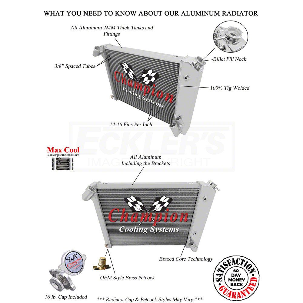 Ecklers Big Block, 3-Row High Efficiency Aluminum Radiator, 66-68