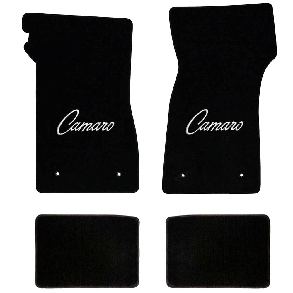 Ecklers Lloyds Black Front Rear Mats, Silvr Camaro Logo (68-69 Camaro)