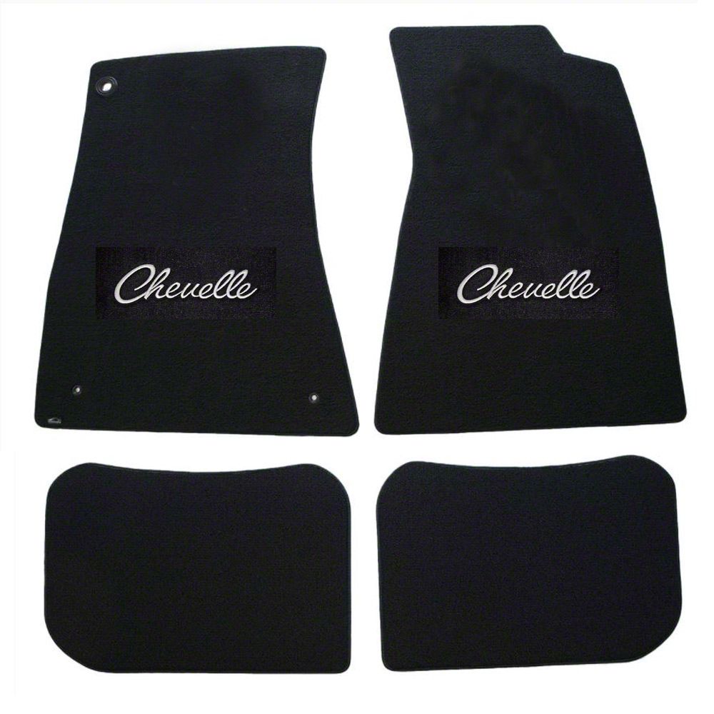 Ecklers Lloyds Black Fr/RrMats Silver Chevelle Logo (68-69 Chevelle)