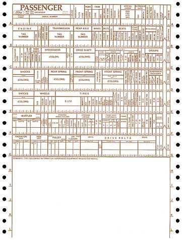 Ecklers Build Sheet (1970 Mustang)