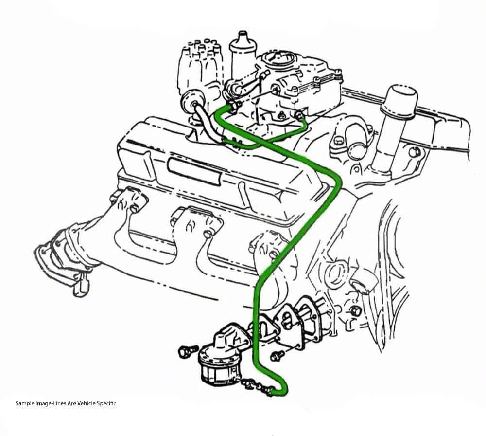 Ecklers V8 4bbl 3/8 Pump to Carb Line, Right of Thermostat Housing/Late ...