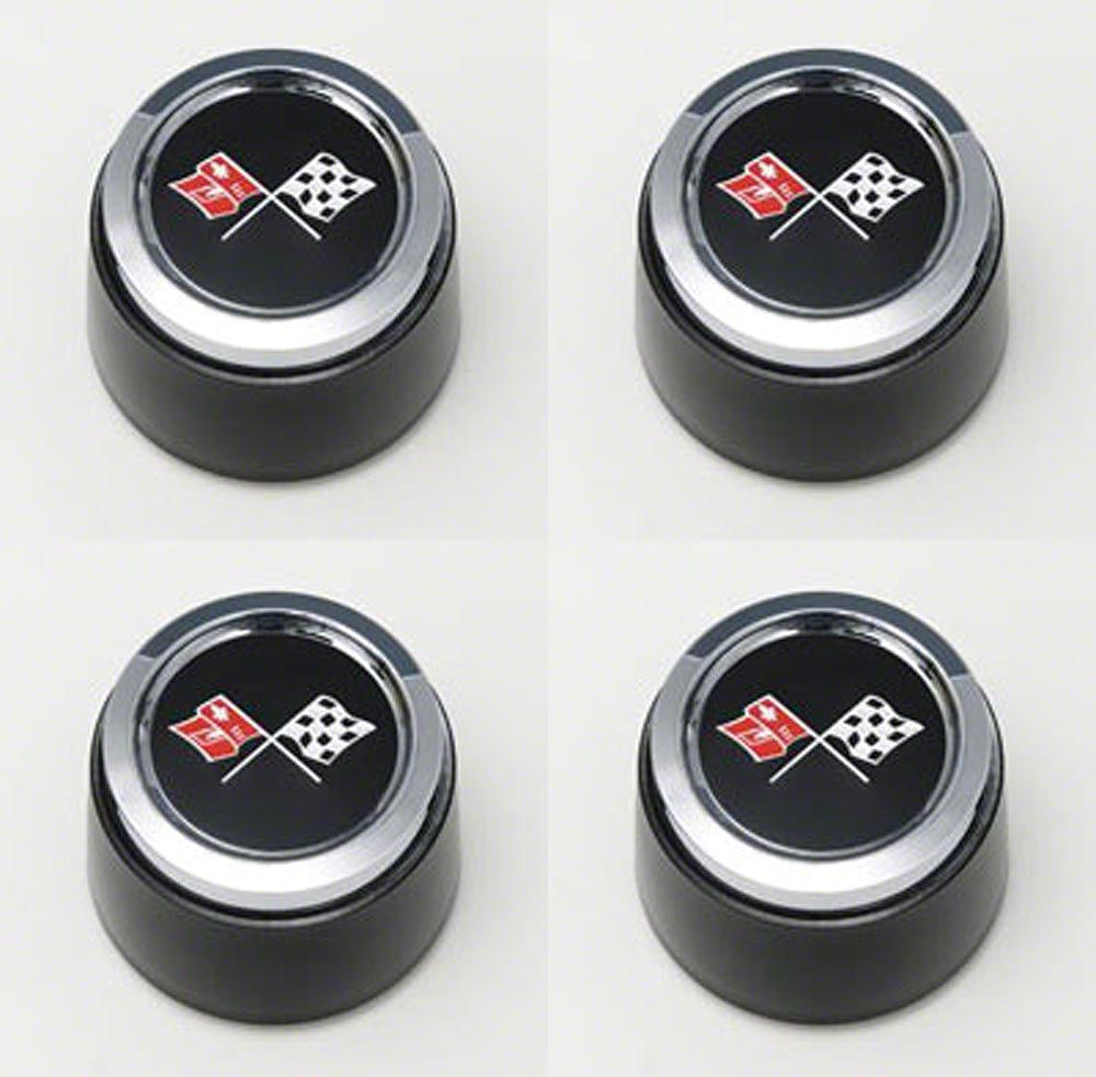 Ecklers Aluminum 8-Slot Wheel Center Caps with Emblems; Black with ...