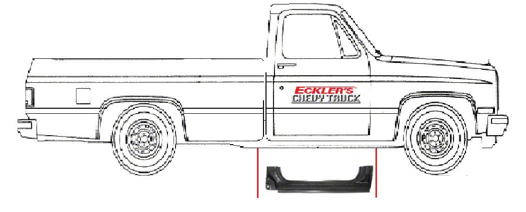 Diagram Of Rocker Panel Area On 81st Gen Dodge 1972-1993 Dod