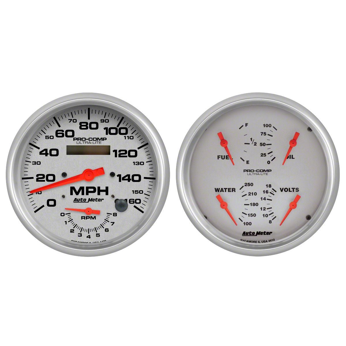 Auto Meter Ecklers Ultra-Lite Series 5-Inch Quad and Tachometer ...