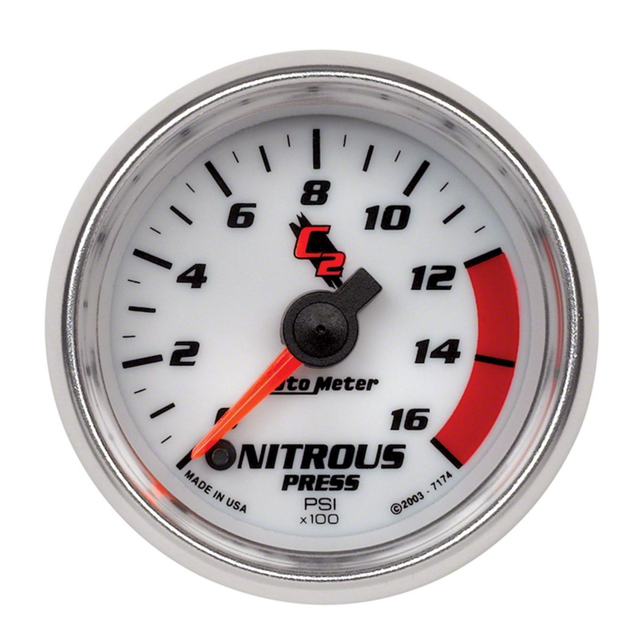 Auto Meter Ecklers C2 Series 2-1/16-Inch Nitrous Pressure Gauge; 0-1600 PSI; Digital Stepper ...