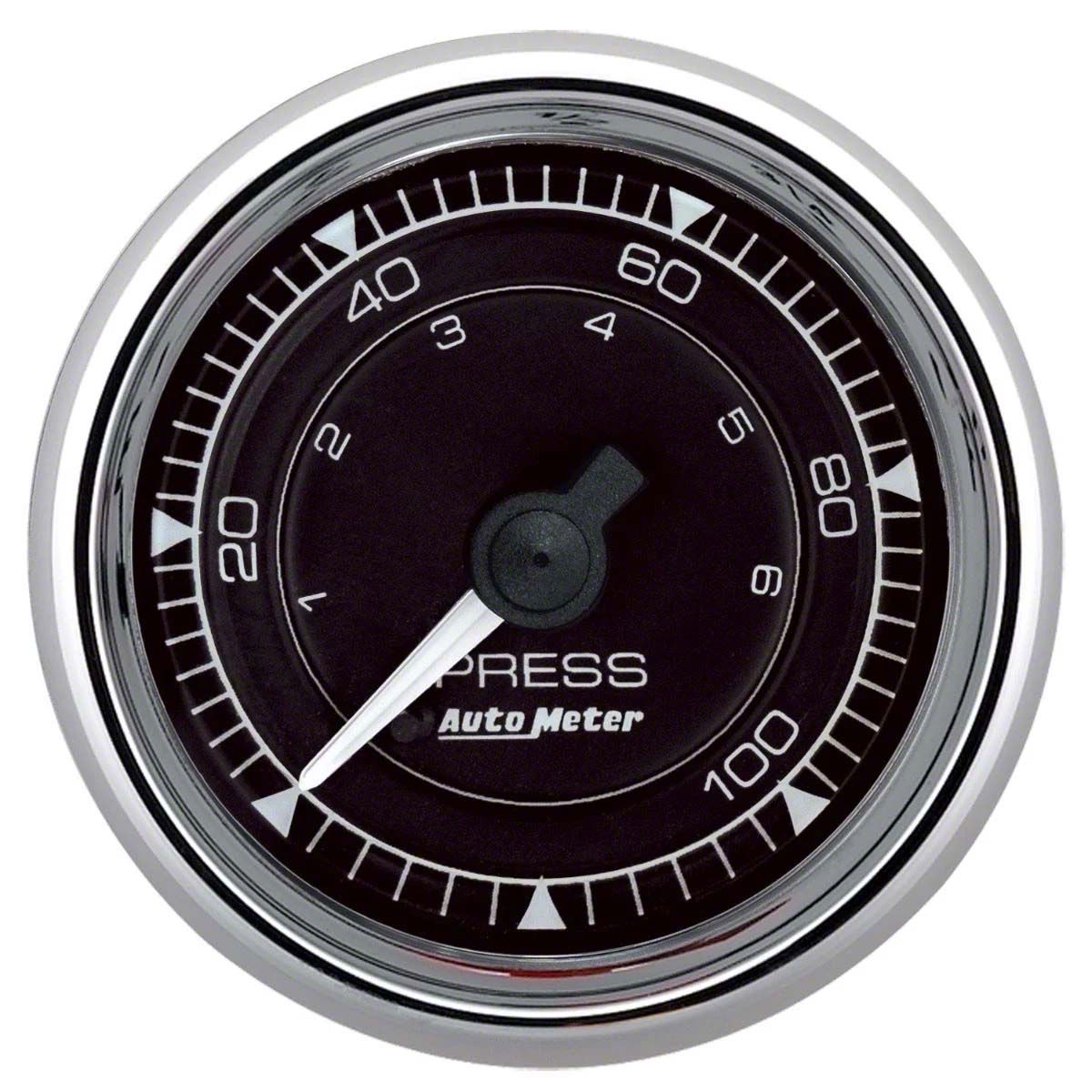 Auto Meter Ecklers Chrono Chrome Series 2-1/16-Inch Oil Pressure Gauge; 0-100 PSI; Mechanical ...