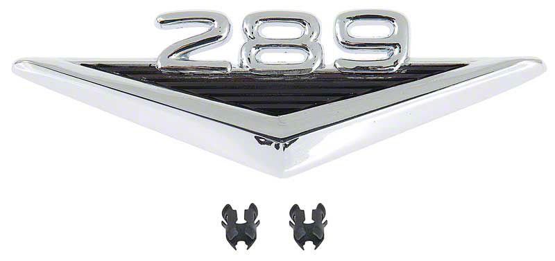 Ecklers 289 Front Fender Emblem; Chrome and Black (66-68 Bronco)