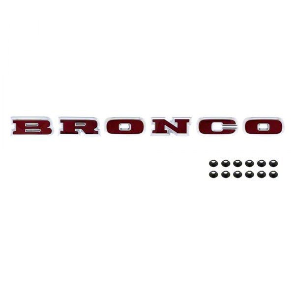 Ecklers Bronco Grille Letters; Chrome with Red Inlay (66-77 Bronco)