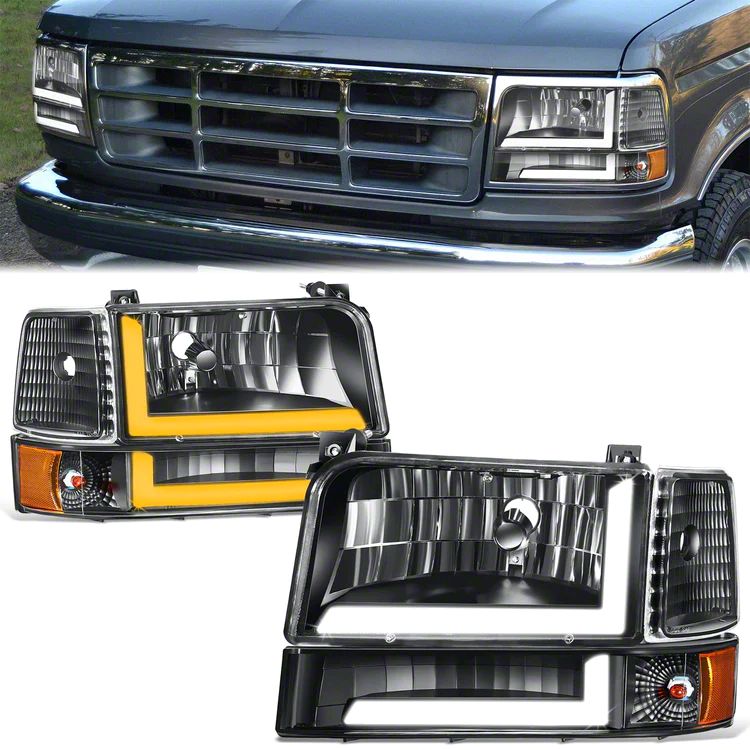 Ecklers LED Switchback Headlights with Amber Corners; Black Housing ...