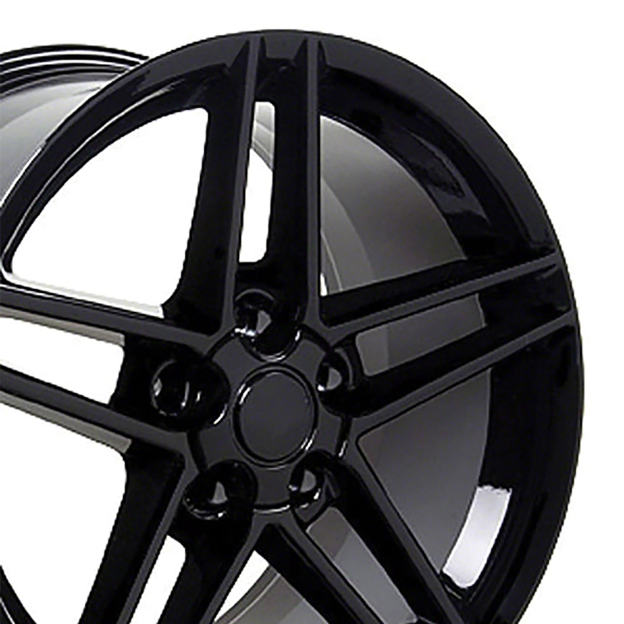 CA Ecklers Staggered C6 Z06 5-Spoke Style Gloss Black 4-Wheel Kit; 17x9 ...