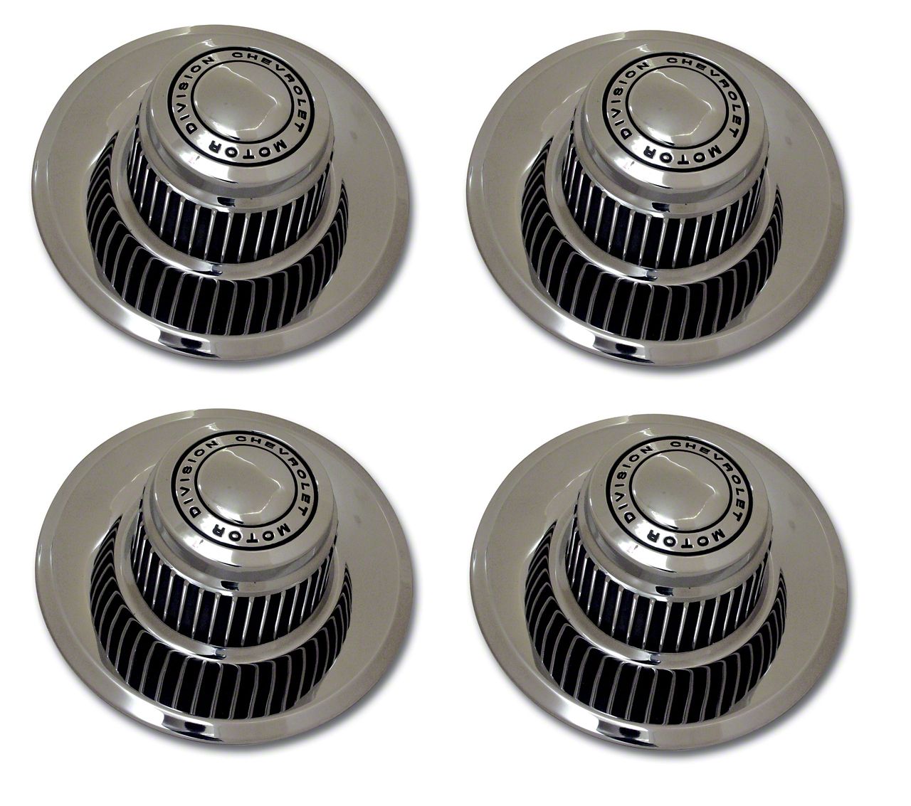 CA Ecklers Rallye 4-Wheel Kit with Reproduction Hubcaps and Stainless ...