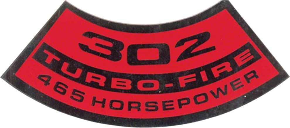 Ecklers Camaro Air Cleaner Decal, 302 Turbo-Fire 465 Horsepower, Cross ...