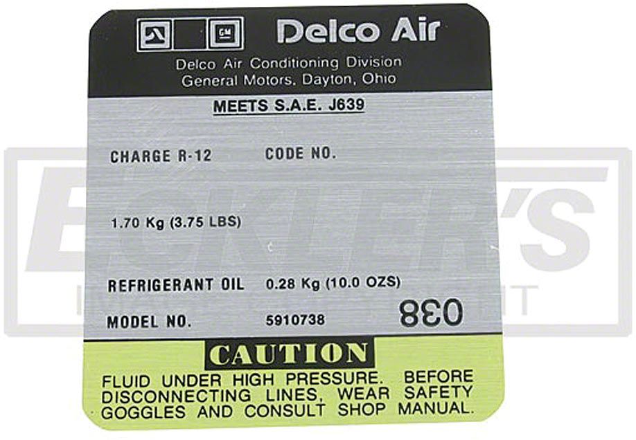 Ecklers Air Conditioning Compressor Decal, Delco Compressor 5910738 (80 ...
