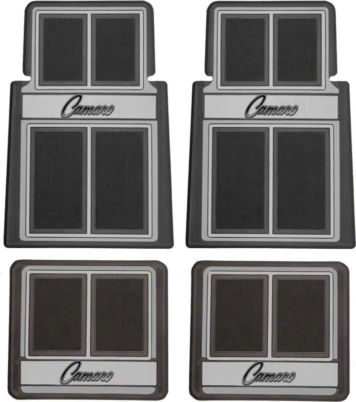 Ecklers Front and Rear Floor Mats with Script Lettering; Black (67-69 ...