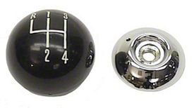 Ecklers Shifter Knob, Manual Transmission, Black Ball/Chrome Base, 5/16 Thread, 4-Speed Shift ...