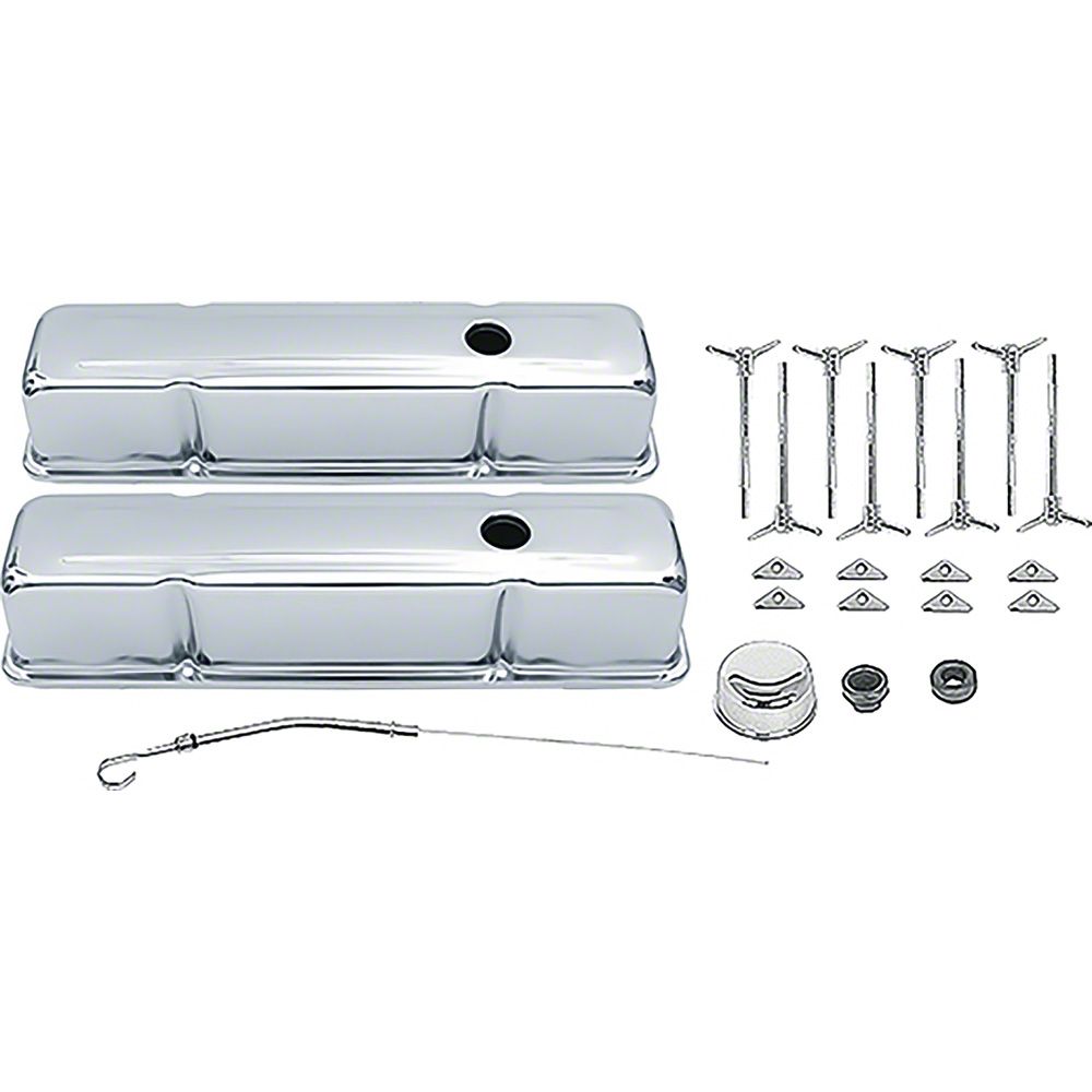 Ecklers Tall Valve Covers; Chrome (67-86 Camaro)