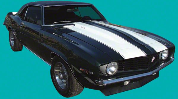 Ecklers Z28 Stripe Kit; Black (1969 Camaro w/ Cowl Induction Hood)
