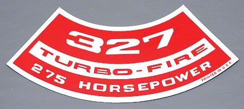 Ecklers Air Cleaner Decal, 327 Turbo-Fire 275 hp (66-67 Malibu; 66-68 ...