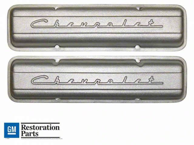 Ecklers Valve Covers with Chevrolet Script Logo; Black (64-83 Small ...