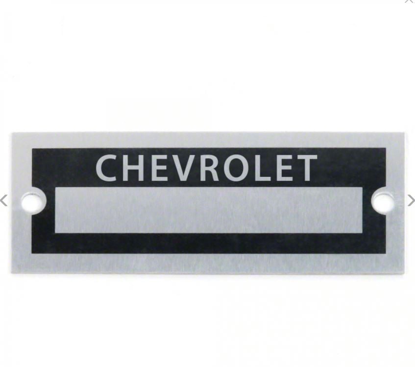 Ecklers Blank Data VIn Plate (67-70 Camaro)