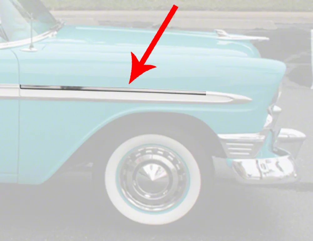 Ecklers Front Fender Molding, LH Low/RHUp Show (1956 Chevy Bel Air)