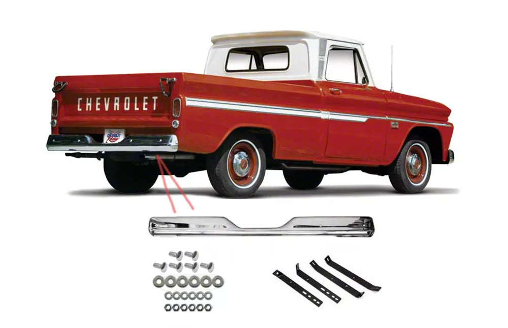 Ecklers Rear Bumper Kit, Chrome, Show Quality, Fleetside (63-66 C10 ...
