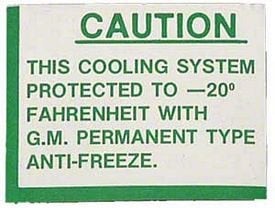 Ecklers Radiator Coolant Decal (55-57 Chevy Bel Air; 55-57 Chevy 150 ...