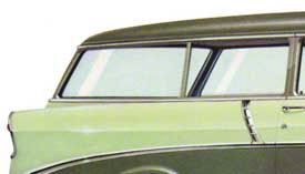 Ecklers Rear Curved Quarter Glass, Right, Clear, 2-Door Wagon (55-57 ...