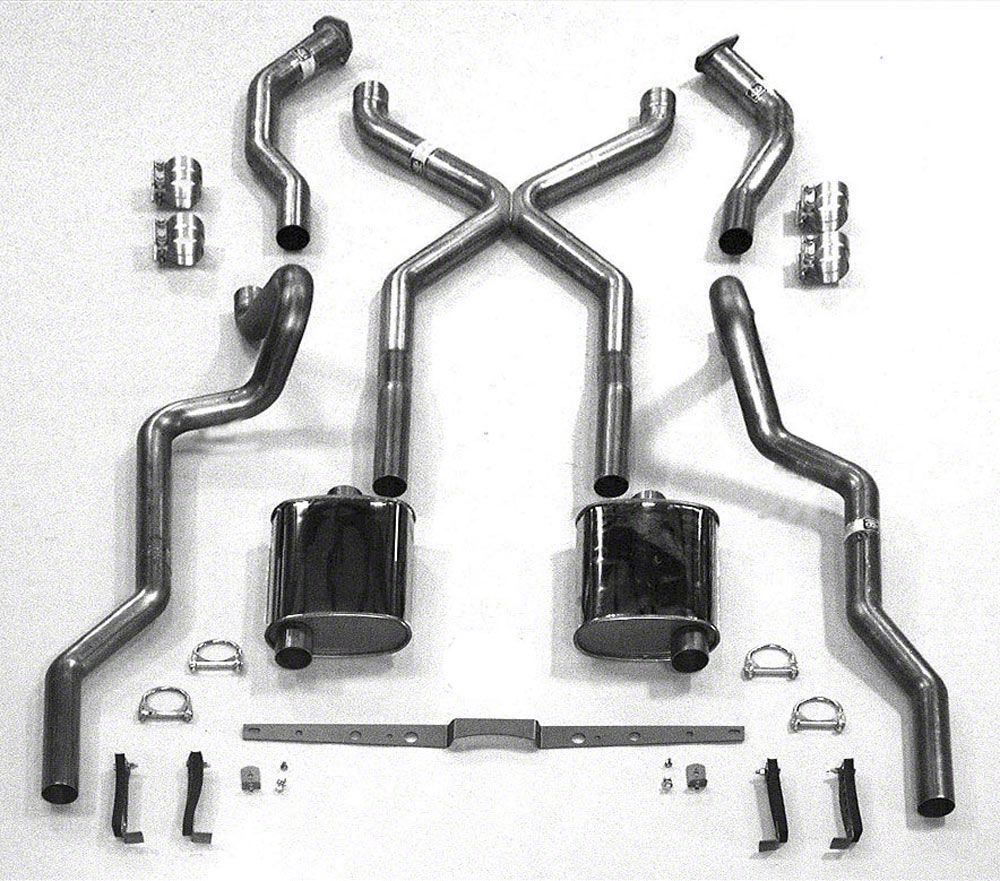 Ecklers Dual Exh,w/X, 2-1/2 & 3/4 Headers,Spg Pocket,SS,55-57