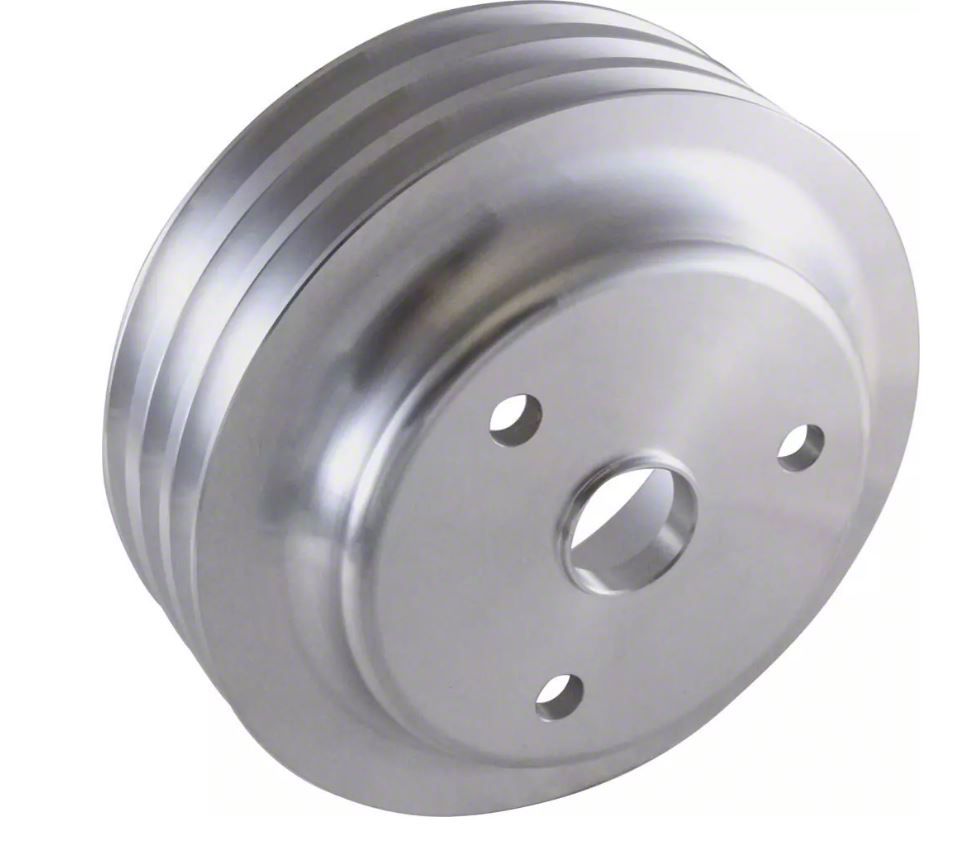Ecklers Machined Aluminum Sml Blk Crankshaft Pulley,LWP, 3Groove