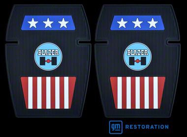 Ecklers Americana Front Floor Mats with Blazer Logo; Black (69-91 Blazer)