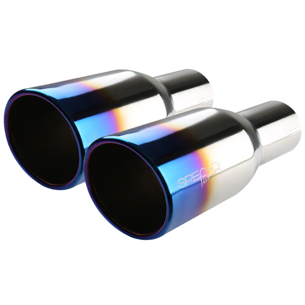 Ecklers Angled Cut Round Exhaust Tips; 3.80-Inch; Burnt Blue Tip (Fits ...