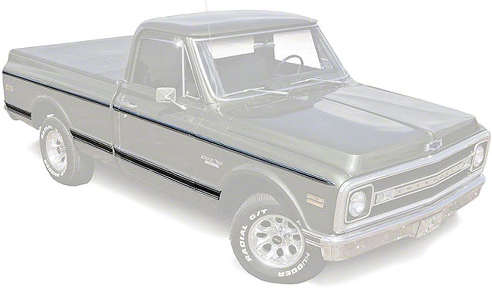 Ecklers Body Molding Kit,Shortbed,Fleetside,Woodgrain,Up & Low,69-72
