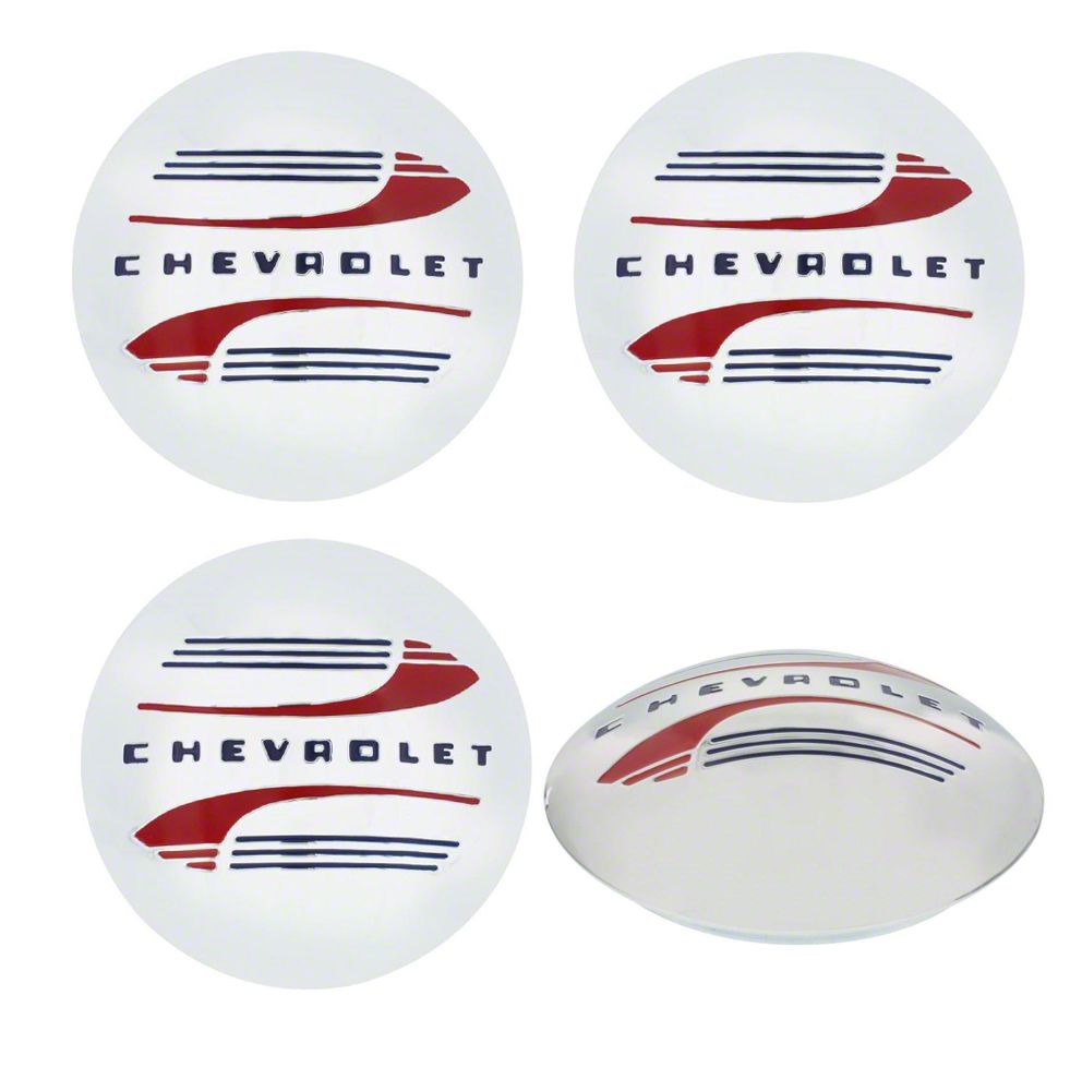 Ecklers Hub Cap Set Stn Stl Rd&Bl Dtls (1960 C10 Pickup; 1960 C20 ...
