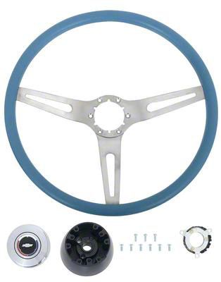Ecklers OE Style Comfort Grip Steering Wheel; Silver and Blue (73-86 ...