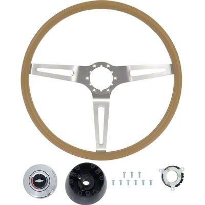 Ecklers OE Style Comfort Grip Steering Wheel; Silver and Saddle (73-86 ...