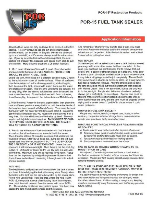 Ecklers POR15 Fuel Tank Sealer - 1 Quart