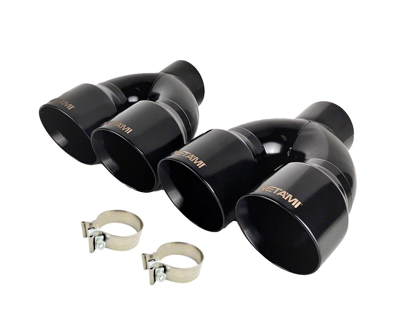 Ecklers Quad Staggered Slant Cut Exhaust Tips; 4-Inch; Gloss Black ...