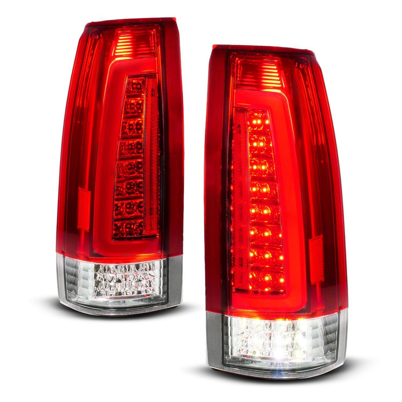 Ecklers Sequential LED Tail Lights; Chrome Housing; Red/Clear Lens (88 ...