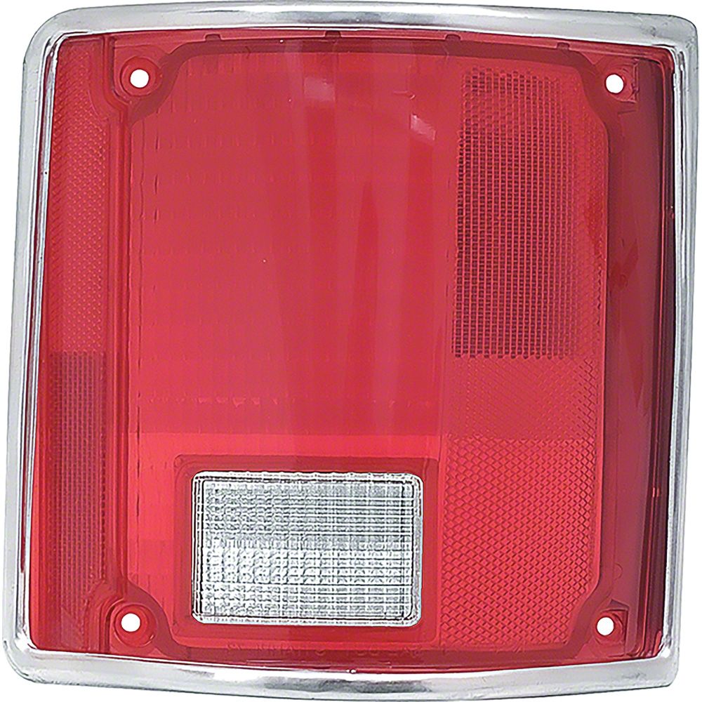 Ecklers Tail Light Lens with Chrome Trim; Passenger Side (77-86 C/K10)