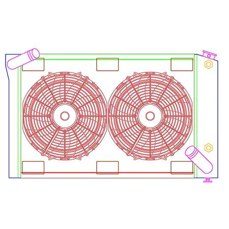 Ecklers ComboUnit CrossFlow Radiator; 2-Row (69-72 Corvette C3 w ...