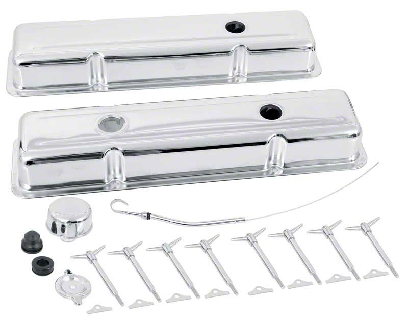 Ecklers Low Profile Valve Covers, Oil Cap, and Dip Stick; Chrome (55-86 ...