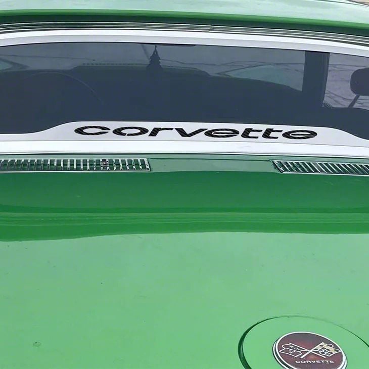 Ecklers Rear Window Frame with Corvette Inlay; Black Carbon Fiber (68 ...