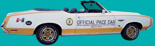 Ecklers Indianapolis 500 Pace Car Door Decal Kit; Black/Gold (1972 Cutlass)