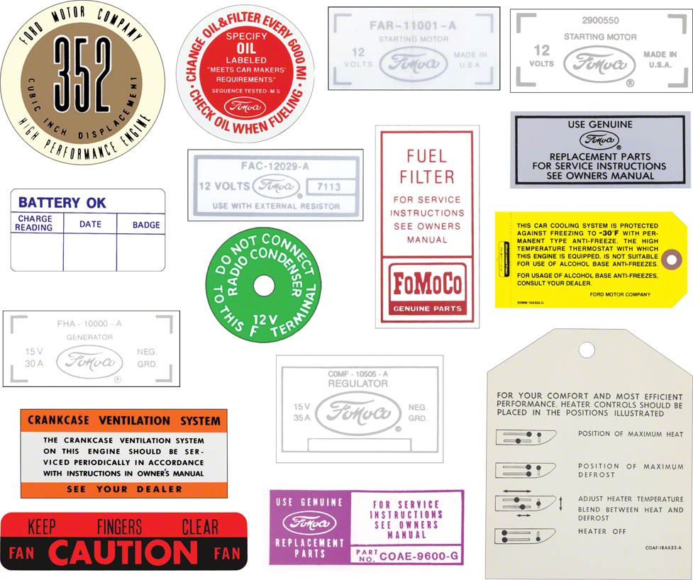 Ecklers Decal Kit, 352 CID (1960 Galaxie)